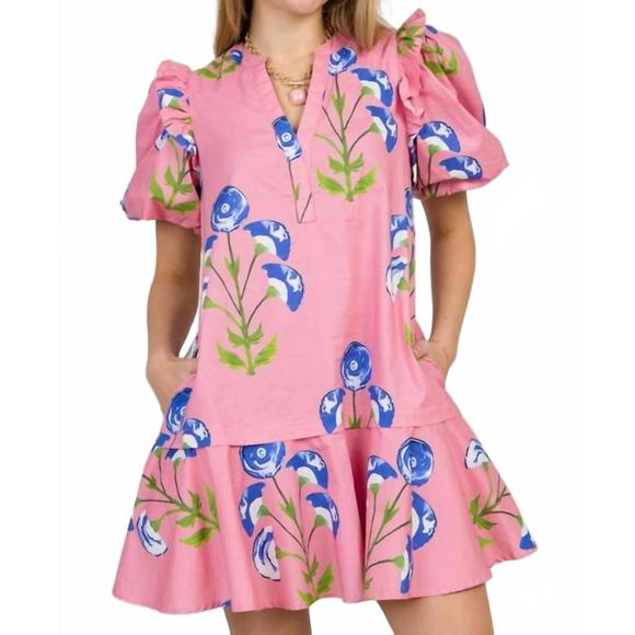 entro | Dresses | New Entro Block Print Dress In Pink | Poshmark
